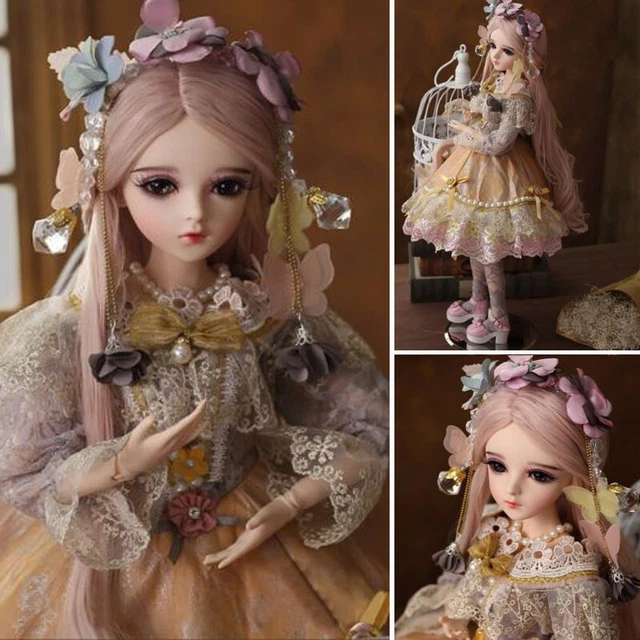 1/3 GIRL 60CM BJD Doll Princess With Changeable Eyes Wigs Clothes Kids ...