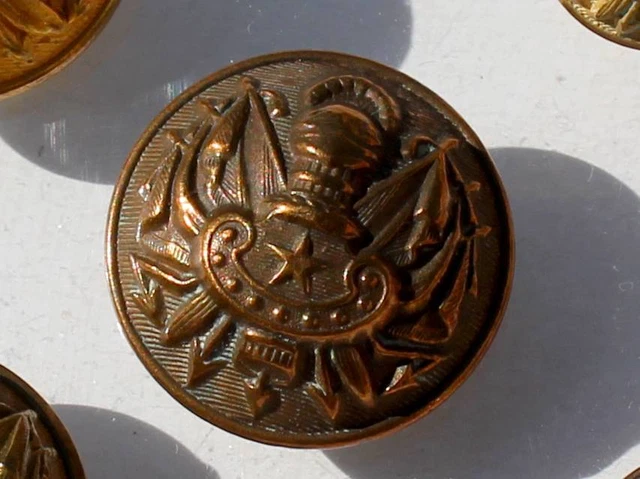 RARE ANTIQUE MILITARY UNIFORM BUTTON COAT OF ARMS ARROW CROSS FLAG STAR ...