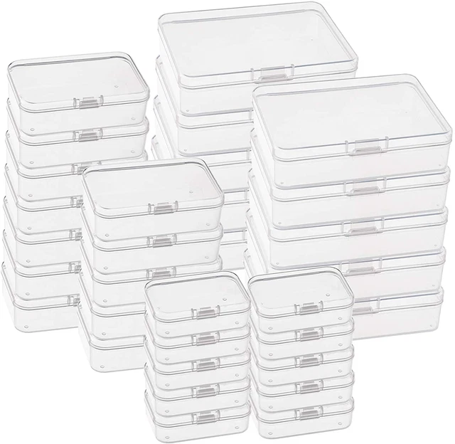 32 PACK MINI Clear Plastic Storage Containers with Lids, 3 Size Empty ...