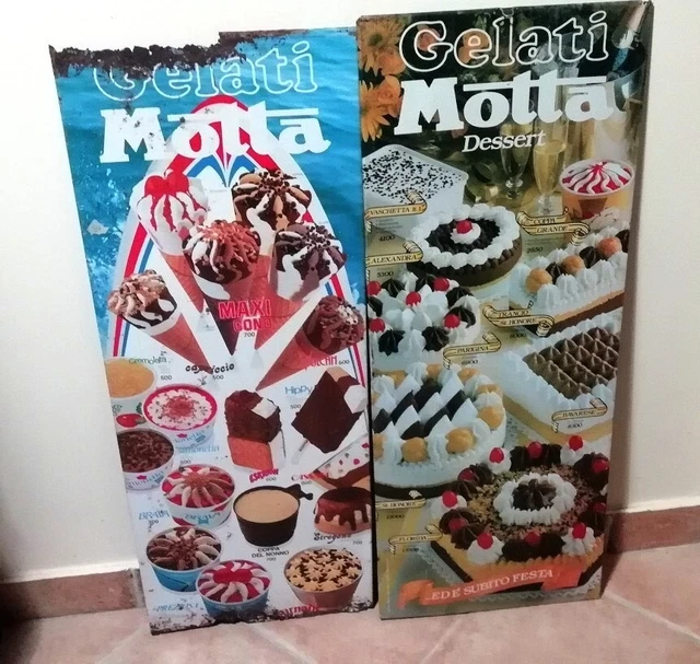TABELLE GELATI MOTTA 70 80 insegna cartello torte latta prezzi lire ...