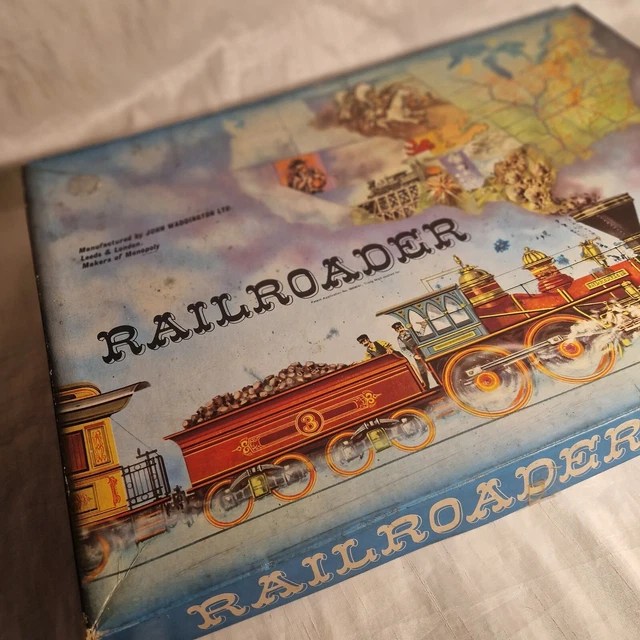 VINTAGE JOHN WADDINGTON Board Game Railroader Steam Train Wild West ...