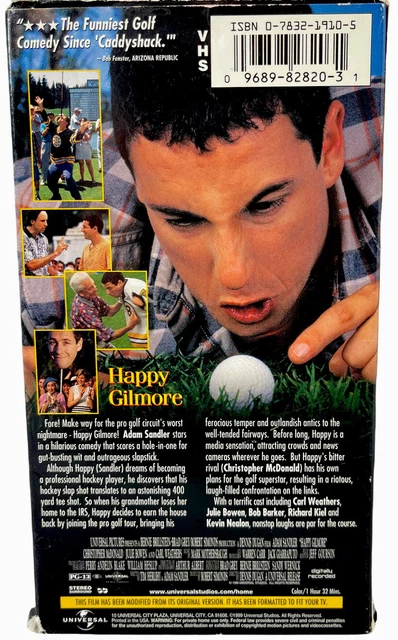 HAPPY GILMORE 1996 VHS Adam Sandler, Christopher McDonald, Julie Bowen ...