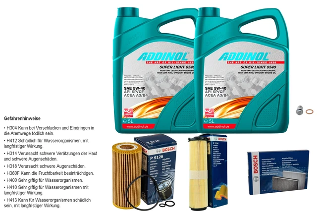BOSCH INSPECTION SET 10L ADDINOL 0540 SUPER LUMIÈRE 5W-40 pour Mercedes ...