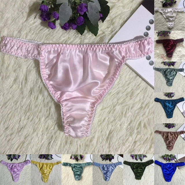 Sexy Women Silk Satin Thongs Briefs G String Bikinis Panties Underwear