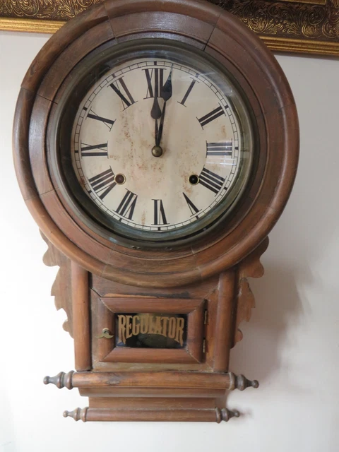 ANTIQUE C.1900 REGULATOR Wall Clock Pony Express Systems NY Japan £188. ...