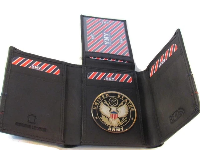 US ARMY EPOXY Rfid Smooth Leather Trifold Wallet Boxed 7147 $32.95 ...