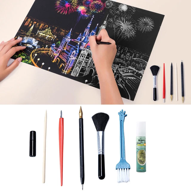 DIY WITH STICK Scraper Pen Drawing Tools Kit for Scraping Paintings ...