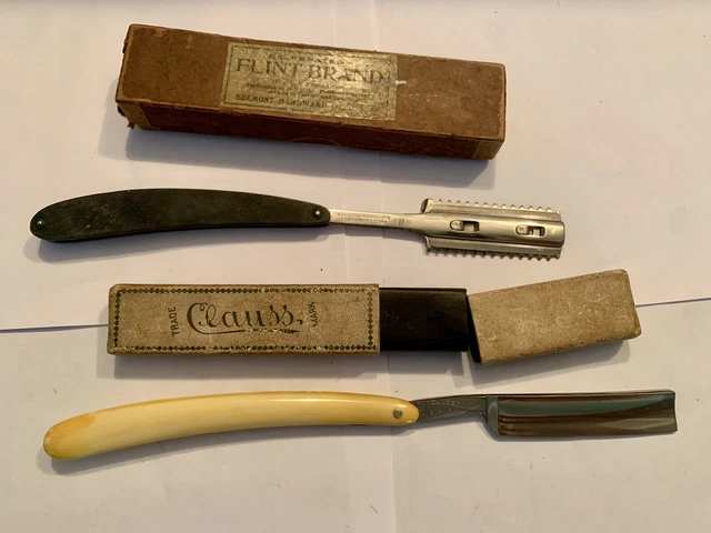 VINTAGE FLINT BRAND & The Clauss Shear Works Geo W Hackett Shaver ...