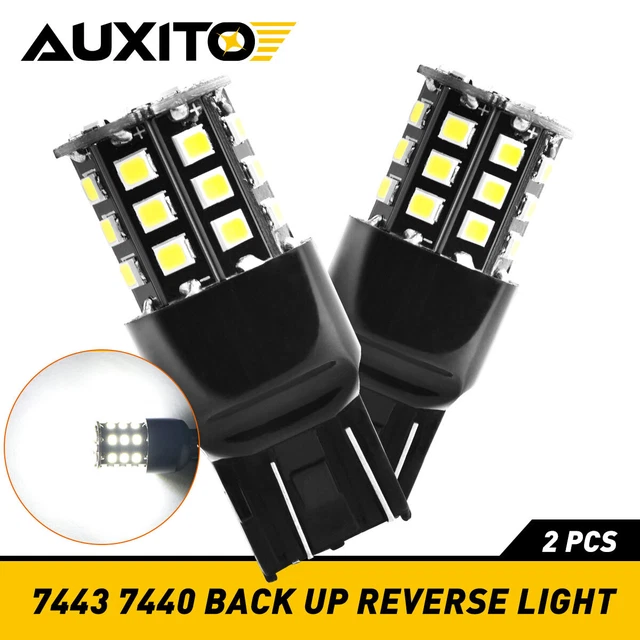 WHITE 7443 7440 LED 6500K Reverse Backup Brake Tail Stop Parking Light ...