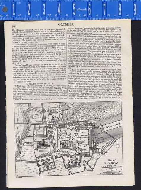 PLAN OF OLYMPIA, Home of Ancient Olympics-1911 Map by Emery Walker ...