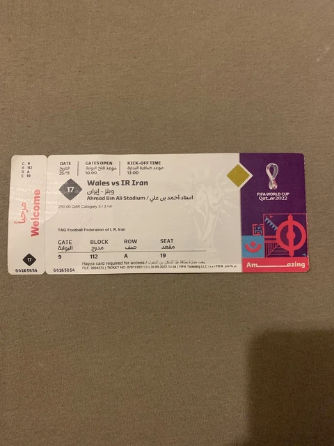 USED SAMMLER TICKET FIFA WC WM Qatar 2022 Match #17 Wales - Iran World ...