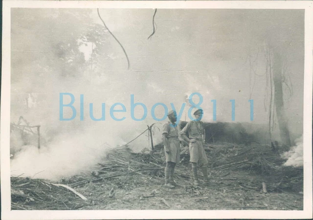 WW2 1942 15TH Punjab Regt Officers Looking At Fire Damage Punjab Park ...