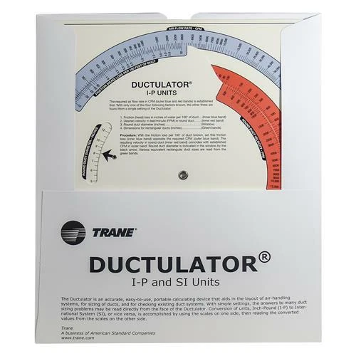TRANE DUCTULATOR DUCT Sizing Calculator Slide Chart Graph With ...