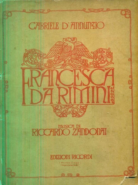 FRANCESCA DA RIMINI D'annunzio Gabriele Memories 1915 \ £3.82 - PicClick UK