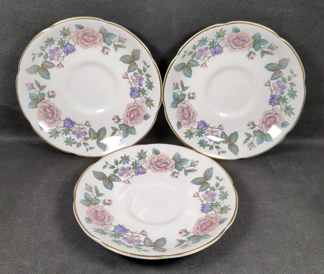 VINTAGE ROYAL GRAFTON Saucer x 3 ~ FRAGRANCE Pattern ~ Fine Bone China ...