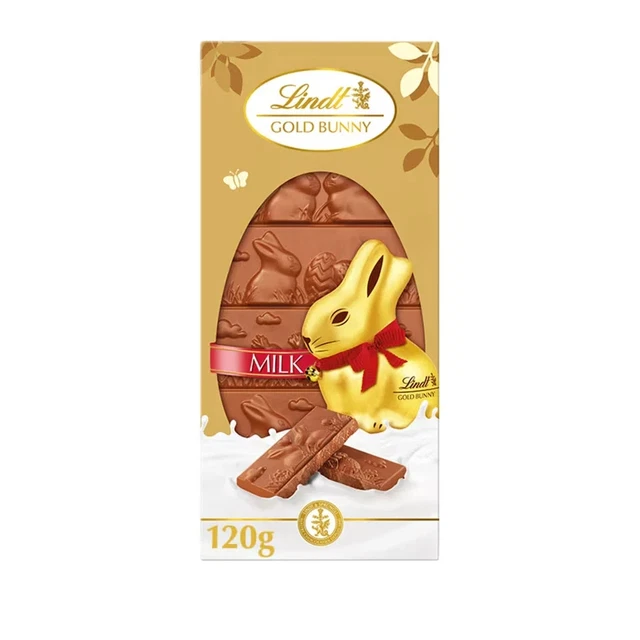 LINDT GOLD BUNNY Chocolate Bar 120G (Pack Of 2) - Easter Chocolate Bar ...