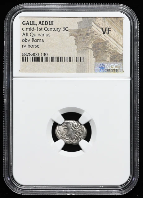 CELTIC GAUL, AEDUI. 1st Century BC. Silver Quinarius, Horse, NGC VF £89 ...