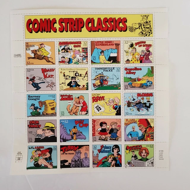 COMIC STRIP CLASSICS Stamps 20 Count Sheet 32 Cents 1995 #3000 £12.60 ...