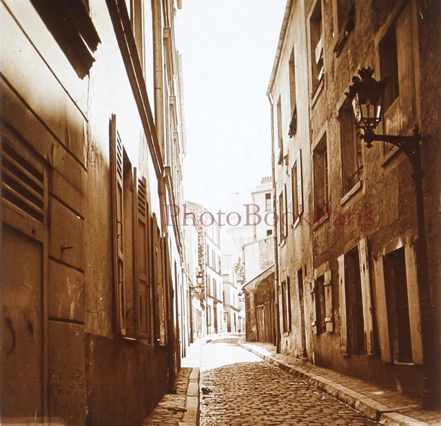 FRANCE PARIS RUE SAINT-RUSTIQUE c1910 Photo Plaque verre Stereo Vintage ...