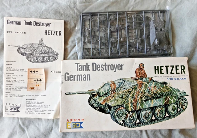 ESCI WW2 GERMAN Hetzer Tank Destroyer 1/72 Scale Plastic Model Kit £7. ...