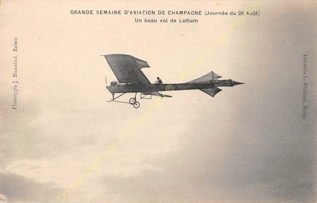 CARTOLINA AVIAZIONE PILOTA Hubert Latham Aereo Monoplano Antoinette ...