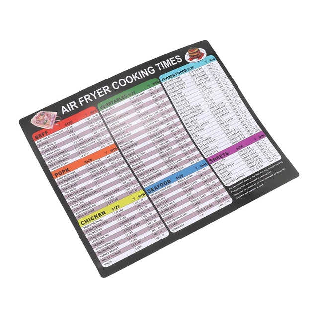 MAGNETIC COOKING TIMES Chart for Air Fryer Essential Cooking Reference ...