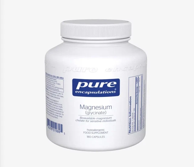 PURE ENCAPSULATIONS MAGNESIUM Glycinate Supplement 120mg - 180 Capsules ...