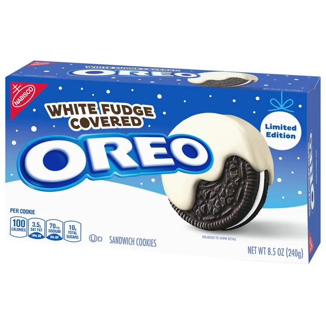 OREO WHITE FUDGE Covered Chocolate Sandwich Cookies Holiday Cookies 8.5 Oz £6.62 - PicClick UK