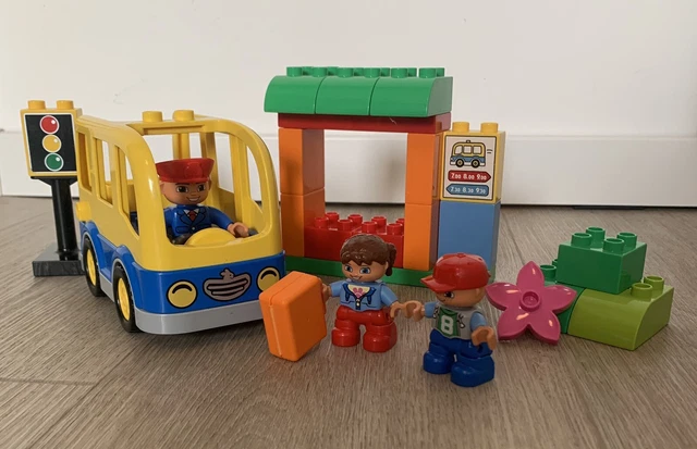 LEGO DUPLO 10528 Schulbus mit Figuren Haltestelle Ampel Koffer komplett ...