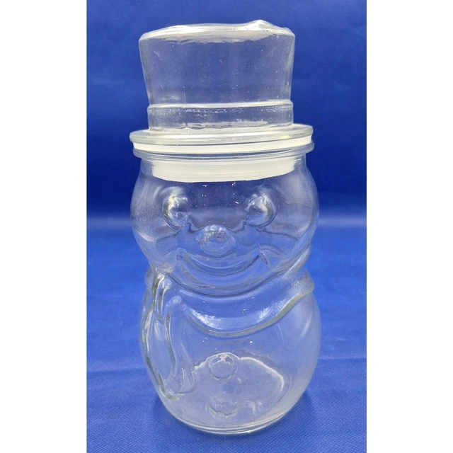 VINTAGE LIBBEY CLEAR Glass Snowman Lidded Candy Jar 7 1/2" Tall $15.10 ...