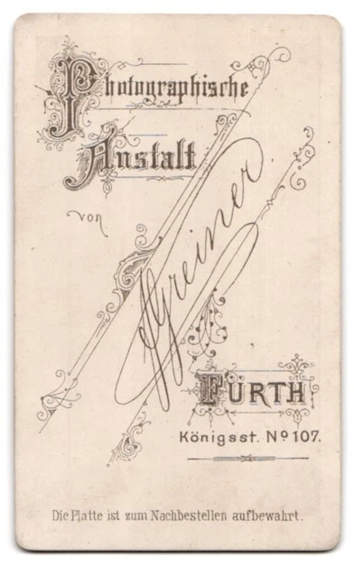 FOTOGRAFIE J. GREINER, Fürth, Königstraße 107, Porträt einer eleganten ...