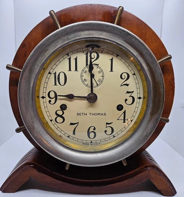 ANCIEN 1940'S SETH Thomas Ship's Roue Nautique Hublot Bateau Horloge ...