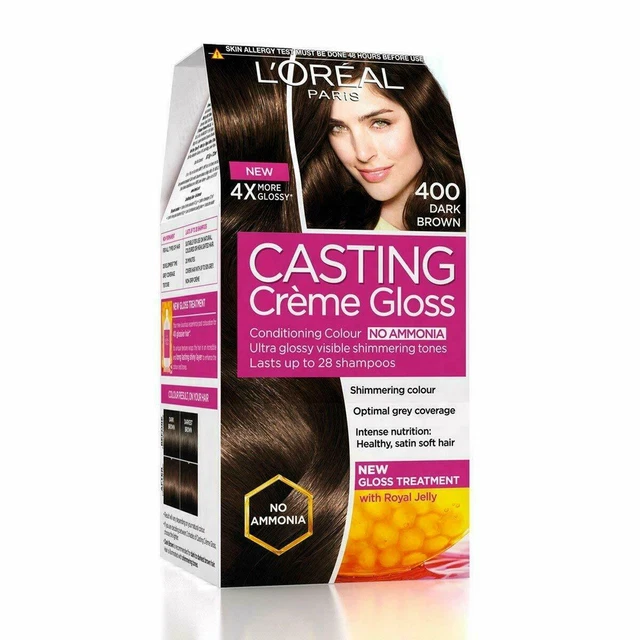 L'OREAL PARIS CASTING Creme Gloss Hair Color, Dark Brown 400, 87.5g ...