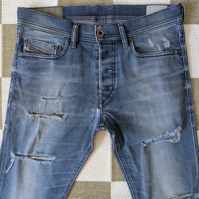 MENS DIESEL TEPPHAR 0838D Stretch Slim Straight Blue Jeans W32 W30 L30 Ripped £11.03 - PicClick UK