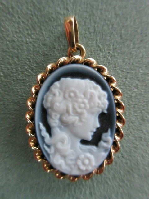 GEMME - KAMEE Anhänger 750 Gold - blaue Kamee EUR 380,00 - PicClick DE