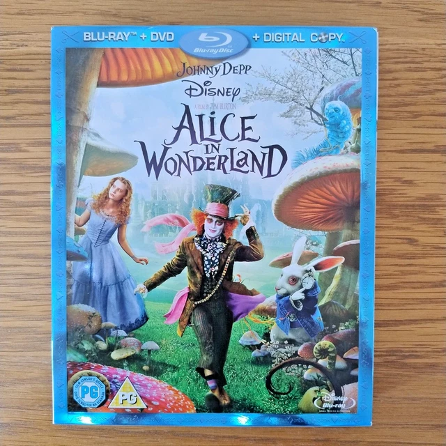 ALICE IN WONDERLAND Blu-ray, DVD, Digital Copy Disney 3 Discs Johnny ...