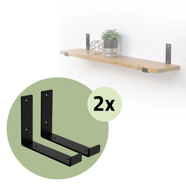 4 STAFFE PER mensole scaffali staffe ripiano in metallo nero 200 x 140 ...