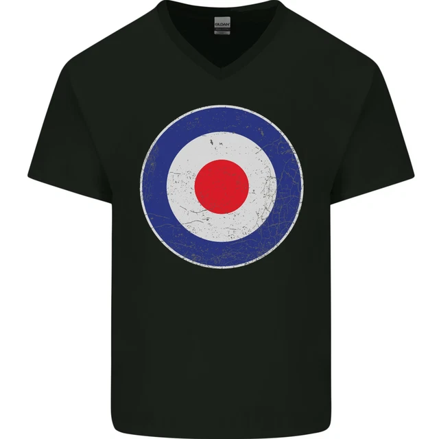 MOD LOGO SCOOTER Motard Raf Royal Air Force Hommes Col V Coton T-Shirt ...