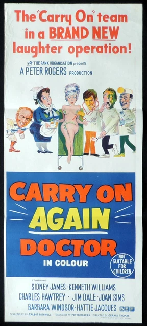 CARRY ON AGAIN DOCTOR Original daybill Movie poster SID JAMES Charles ...