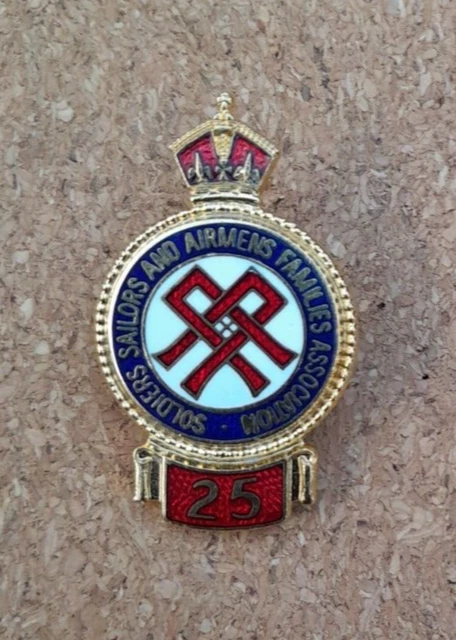 SSAFA SOLDIERS SAILORS Airmens Families Association 25 Year Members Pin ...