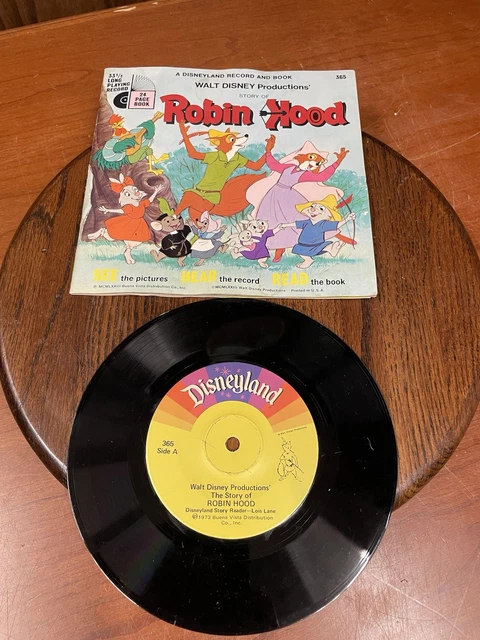 VINTAGE WALT DISNEY'S Robin Hood Read Along Book and Record #365 READ £ ...