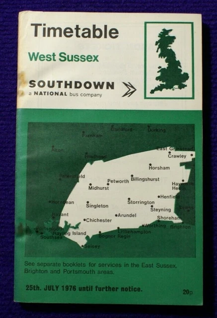 SOUTHDOWN BUS COACH Transport Timetable Route Map West Sussex Edition ...