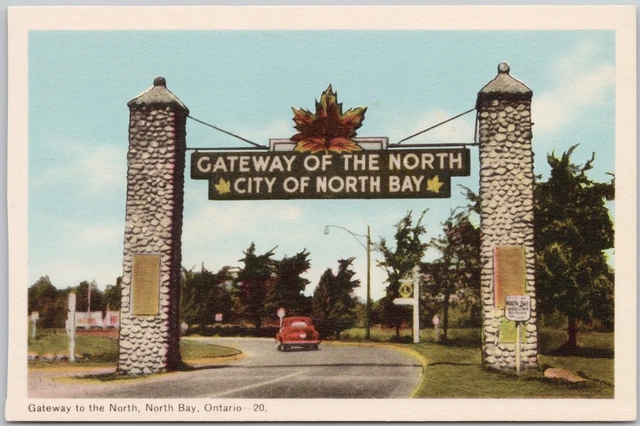 GATEWAY TO THE North Sign North Bay Ontario ON Canada PECO Postcard H72 ...
