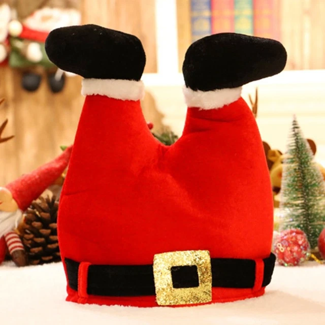 CHRISTMAS HATS KIDS Down Upside Santa Red Pants Clown Legs Cap Birthday ...