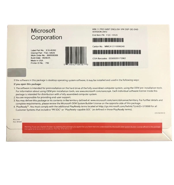 WINDOWS 11 PRO 64-bit Operating System - DVD OEM Version 24H2 $99.99 - PicClick CA