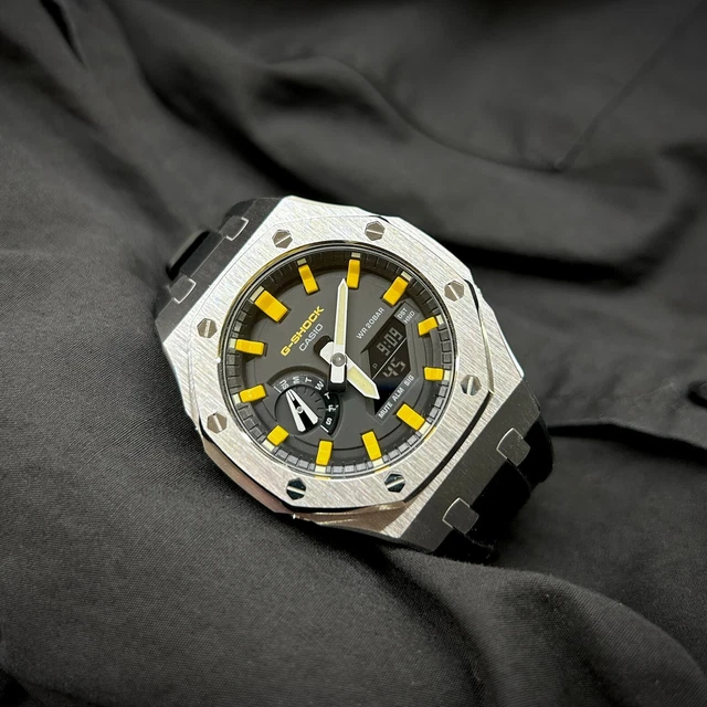 CASIOAK CUSTOM ROYAL Oak Steel Case with Yellow Indices Casio G-SHOCK ...