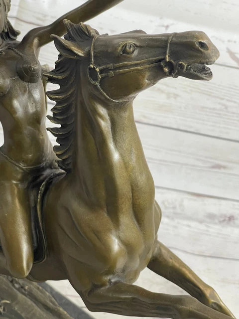 ART DÉCO MYTHIQUE Attaquant Amazone Femelle Bronze Sculpture Marbre Statue Nr EUR 276,89 ...