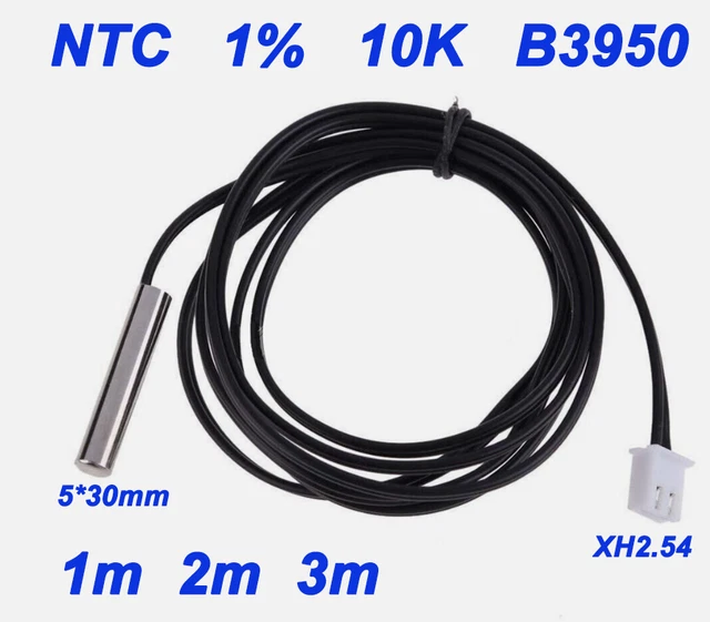 NTC THERMISTOR TEMPERATURE Sensor 10K 1% 3950 Waterproof Probe Cable 1 ...