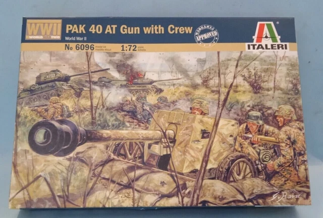 PAK 40 AT Gun with Crew Plastic WWII Model Kit Scala 1/72 N° 6096 ...