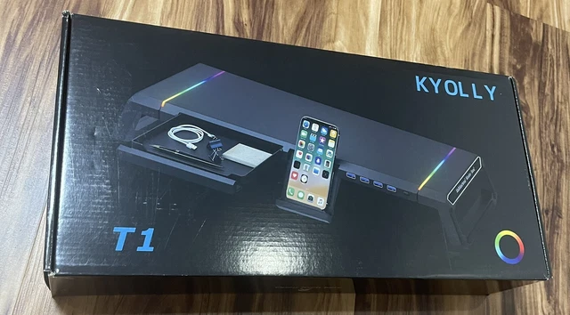 KYOLLY RGB GAMING Computer Monitor Stand Riser with Drawer,Storage and ...